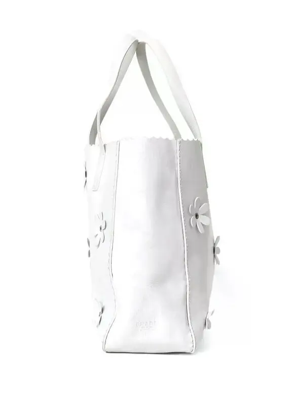 Prada 1999 Floral-appliqué Tote Bag