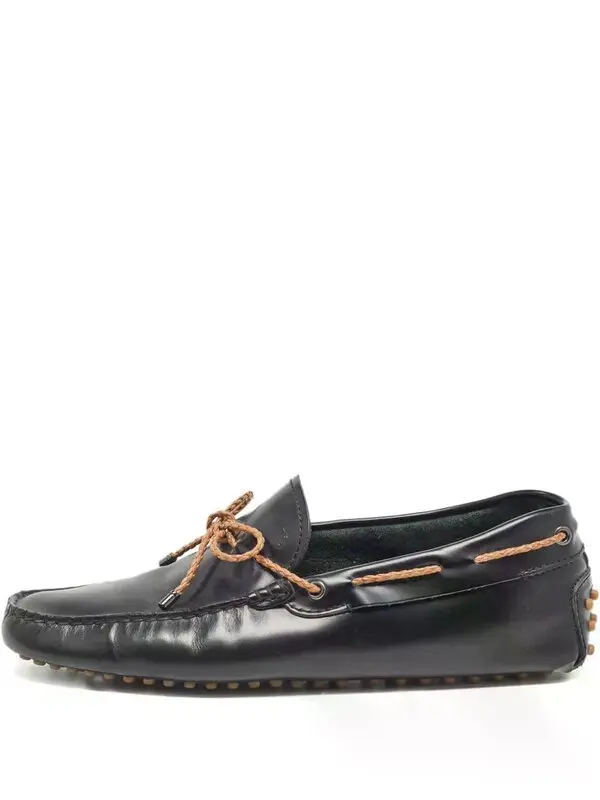 TOD'S Leather Boat Shoes With Braided Laces - Black