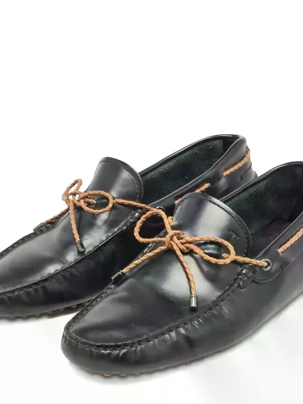 TOD'S Leather Boat Shoes With Braided Laces - Black
