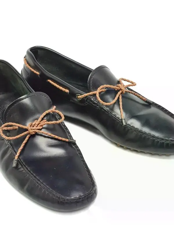 TOD'S Leather Boat Shoes With Braided Laces - Black
