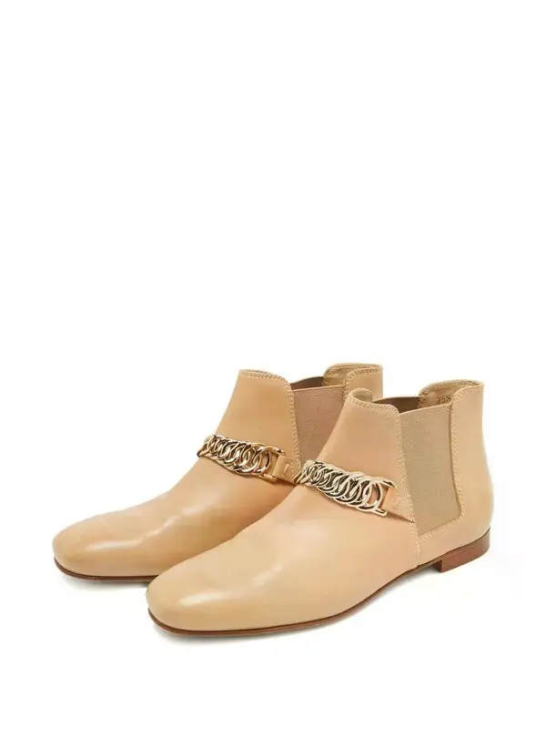 TOD'S Leather Chelsea Boots With Gold-tone Chain Detail
