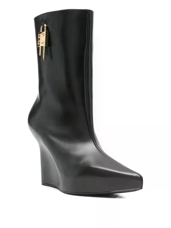 Givenchy 120mm 4g Lock-detail Wedge Boots - Black