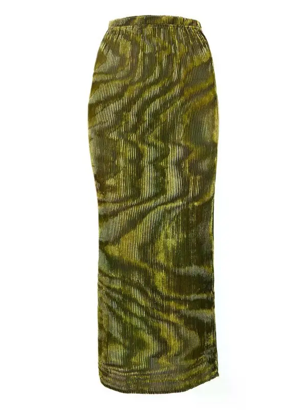 Ronny Kobo Devoré Pleated Maxi Skirt