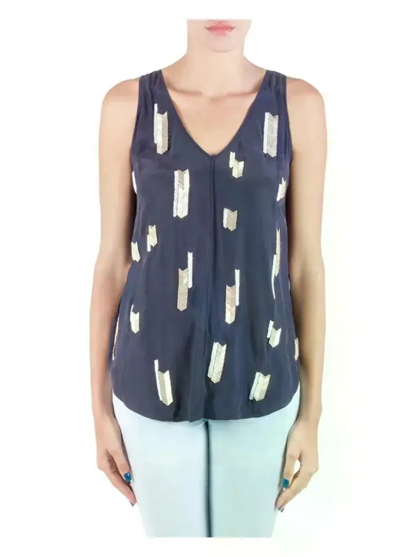 Derek Lam 10 Crosby Embellished Chevron Top - Blue