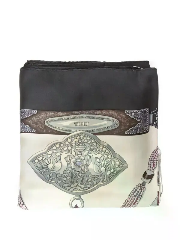 Hermès 1999 Tibet-print Silk Scarf - Black