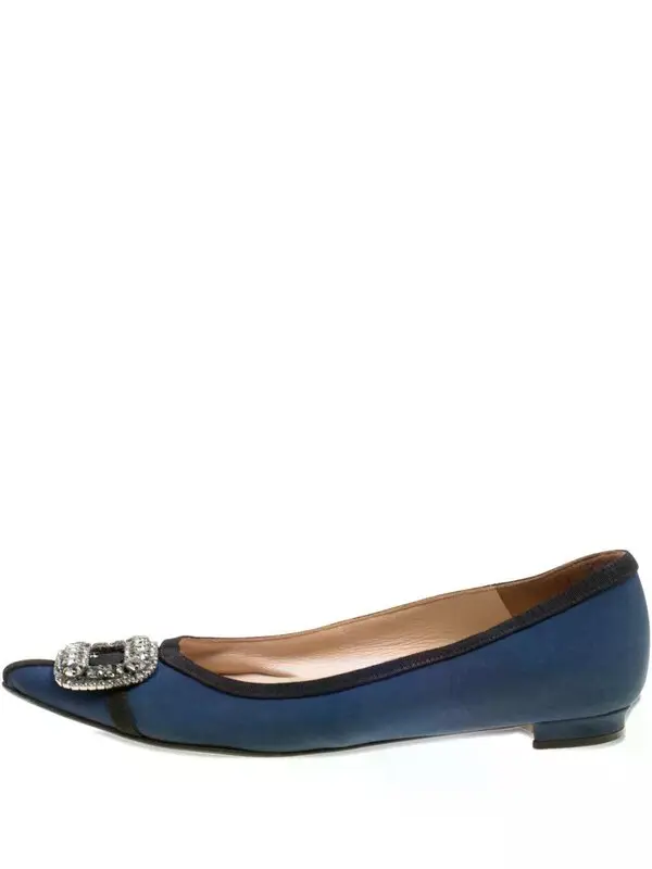 Manolo Blahnik Hangisi Crystal-buckle Loafers - Blue
