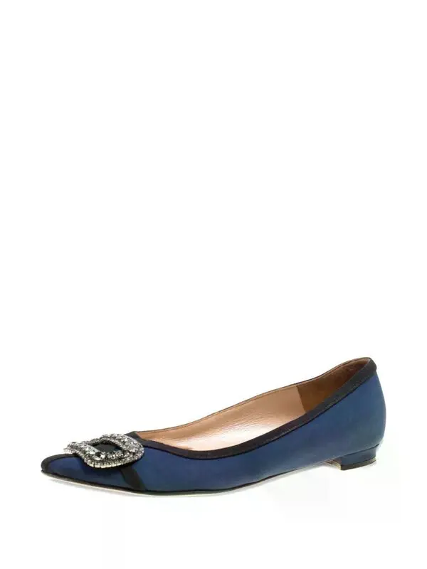 Manolo Blahnik Hangisi Crystal-buckle Loafers - Blue