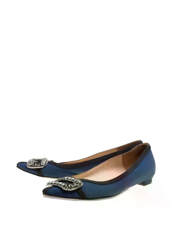 Manolo Blahnik Hangisi Crystal-buckle Loafers - Blue