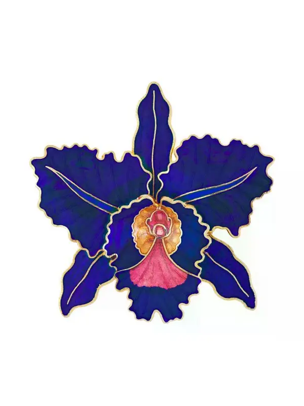 SUSAN CAPLAN 1980s Orchid Brooch - Blue
