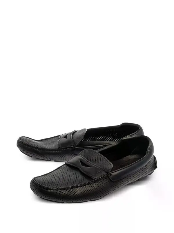 Prada Perforated Leather Loafers