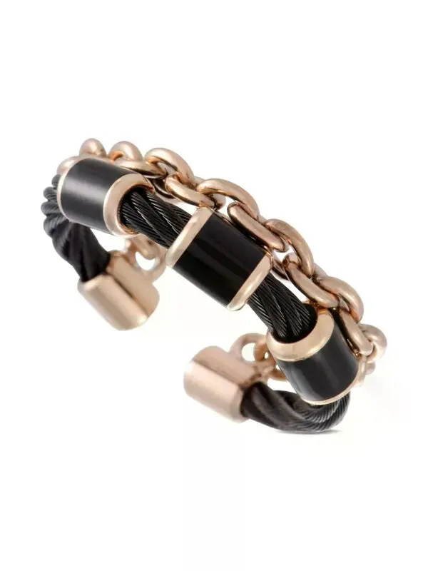 CHARRIOL Chain-link Enamel Ring - Black