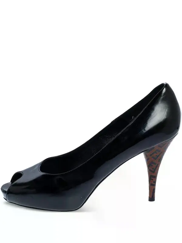 Fendi Peep Toe Platform Pumps - Black