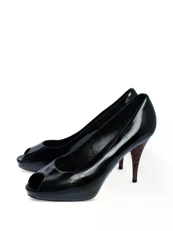 Fendi Peep Toe Platform Pumps - Black