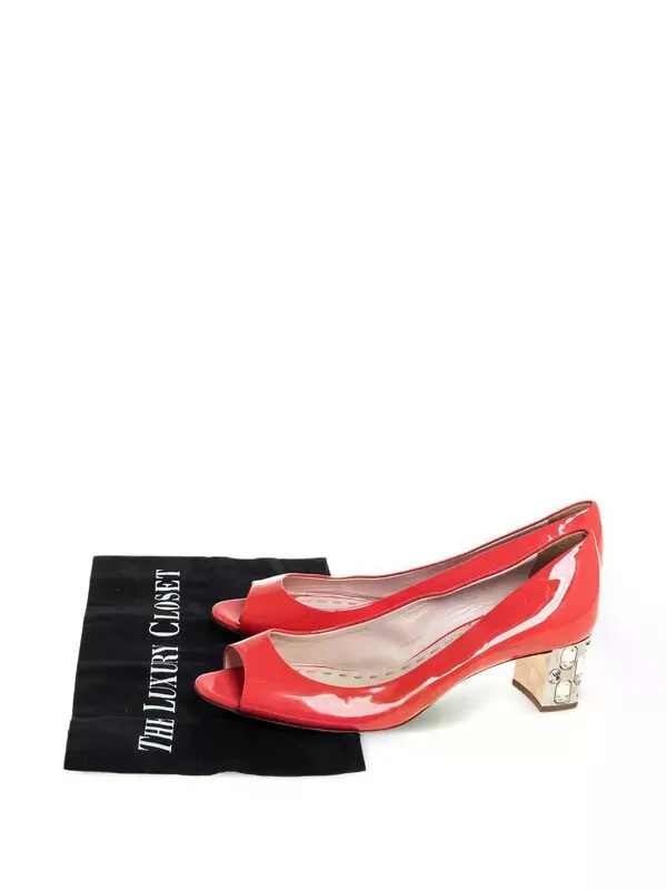 Miu Miu 50mm Crystal-embellished Peep-toe Pumps
