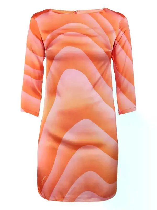 Just Cavalli Wave-print Silk Dress - Orange