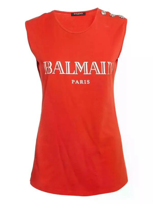 Balmain Logo-foil Tank Top - Orange