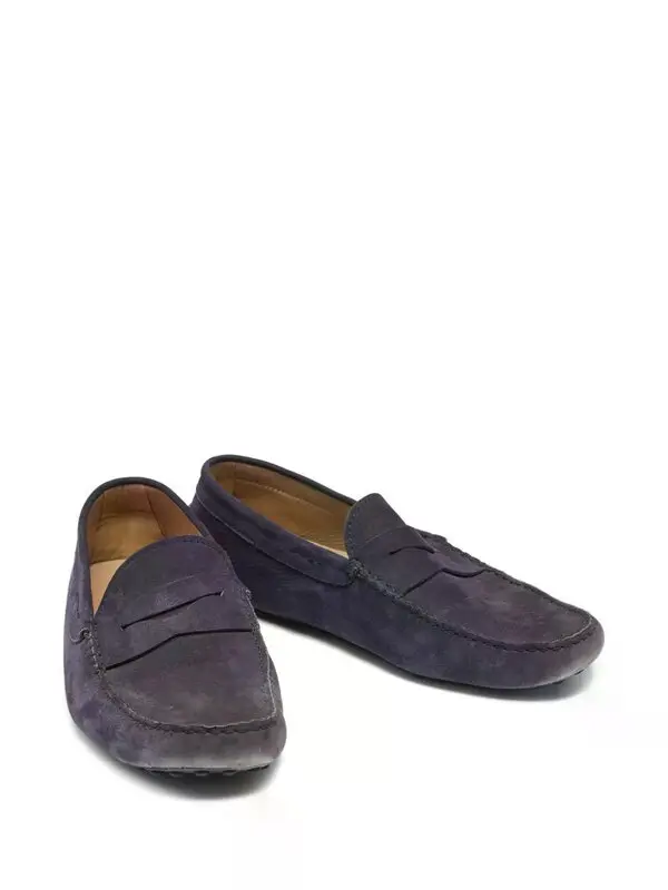 TOD'S Suede Loafers With Contrast Stitching - Blue