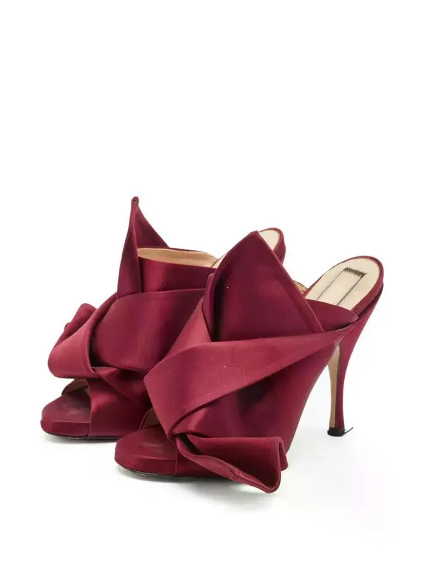 N°21 120mm Satin Bow Mules - Red