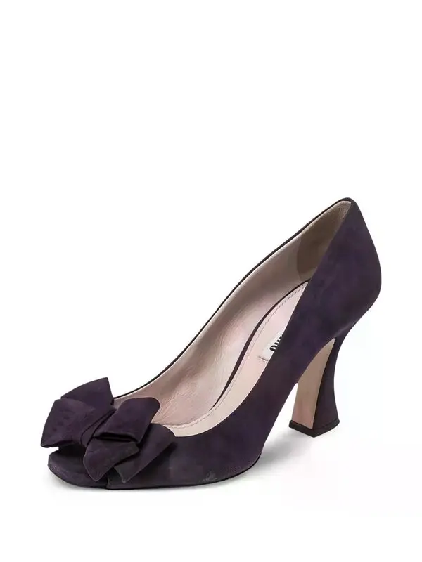 Miu Miu 85mm Bow-embellished Suede Pumps