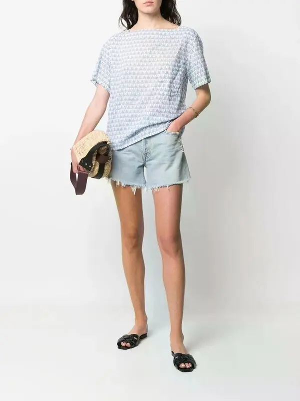 Hermès 1960s Geometric Print T-shirt - Blue