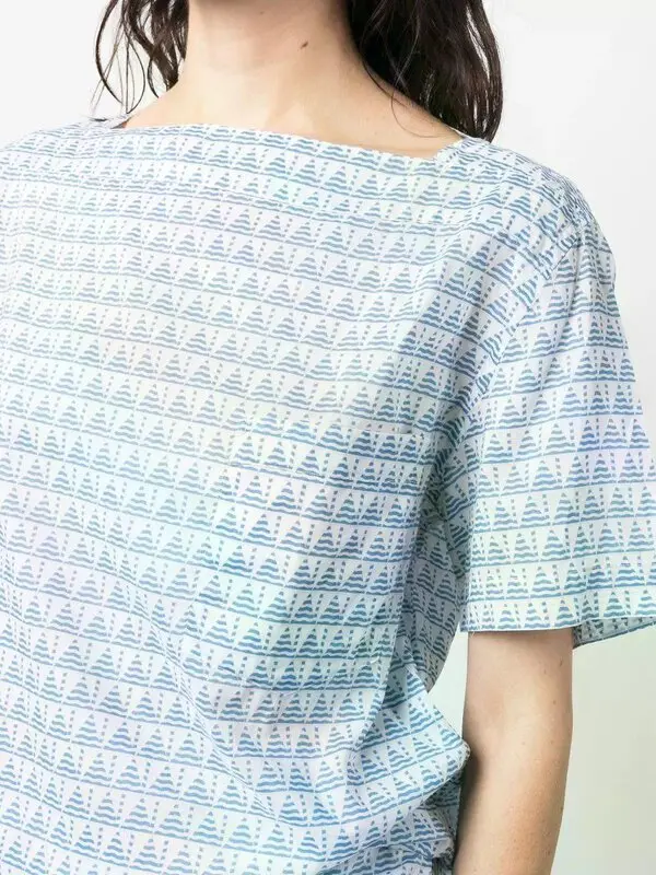 Hermès 1960s Geometric Print T-shirt - Blue