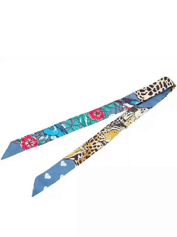 Hermès 2010-2025 Jungle Love Love Doll Silk Twilly Scarf Scarves - Blue