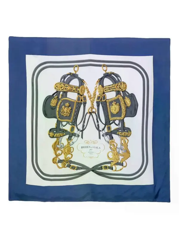 Hermès 1960s Brides De Gala Silk Scarf - Blue