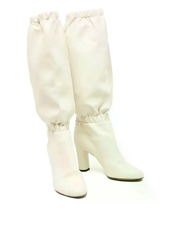 JIMMY CHOO Slouch Leather Block Heel Boots