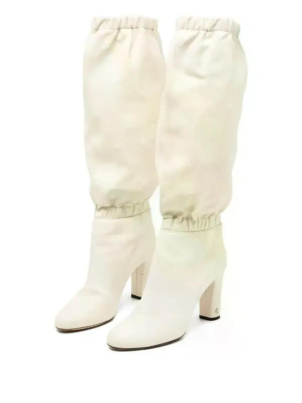 JIMMY CHOO Slouch Leather Block Heel Boots