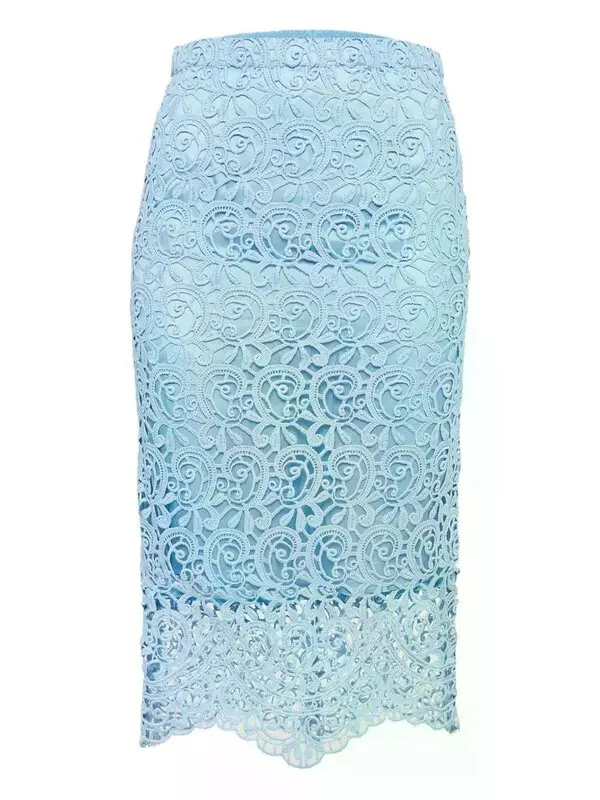 Burberry Floral Lace Midi Skirt With Scalloped Hem