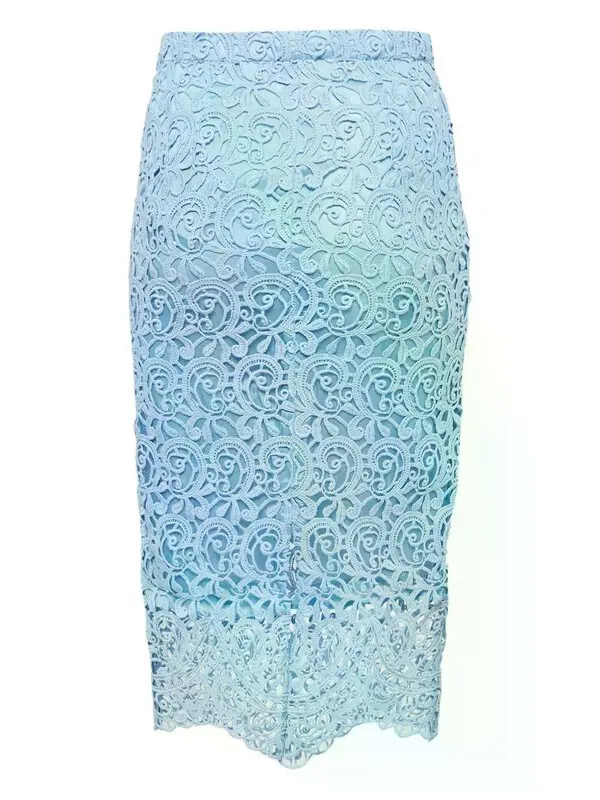 Burberry Floral Lace Midi Skirt With Scalloped Hem