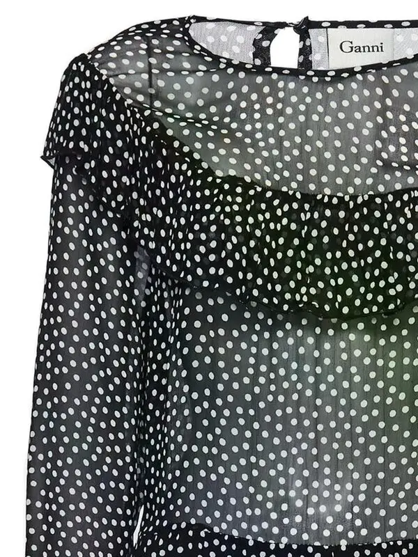 GANNI Polka-dot Ruffle Dress