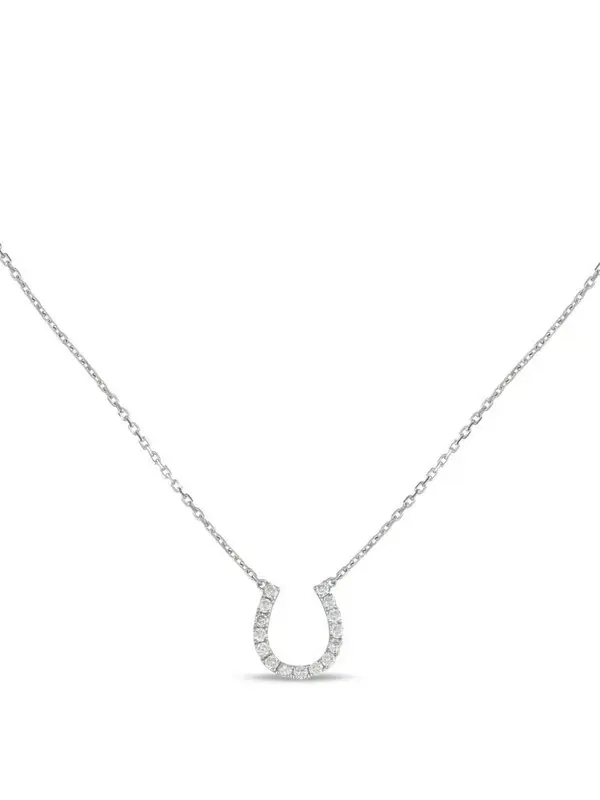 LB EXCLUSIVE 14k White Gold Horseshoe Diamond Pendant Necklace - Silver