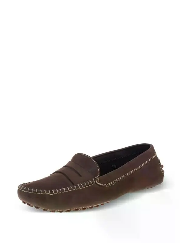 TOD'S Vintage Suede Loafers - Brown
