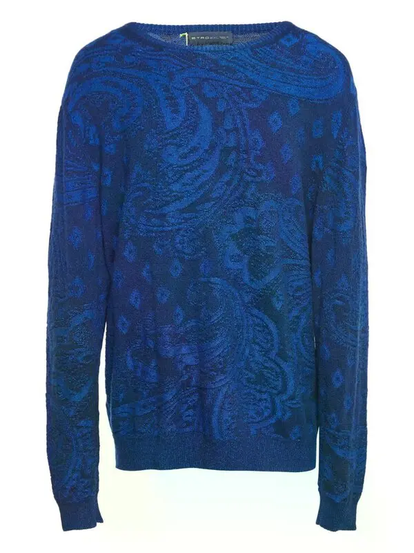 Etro Paisley-jacquard Wool Sweater - Blue