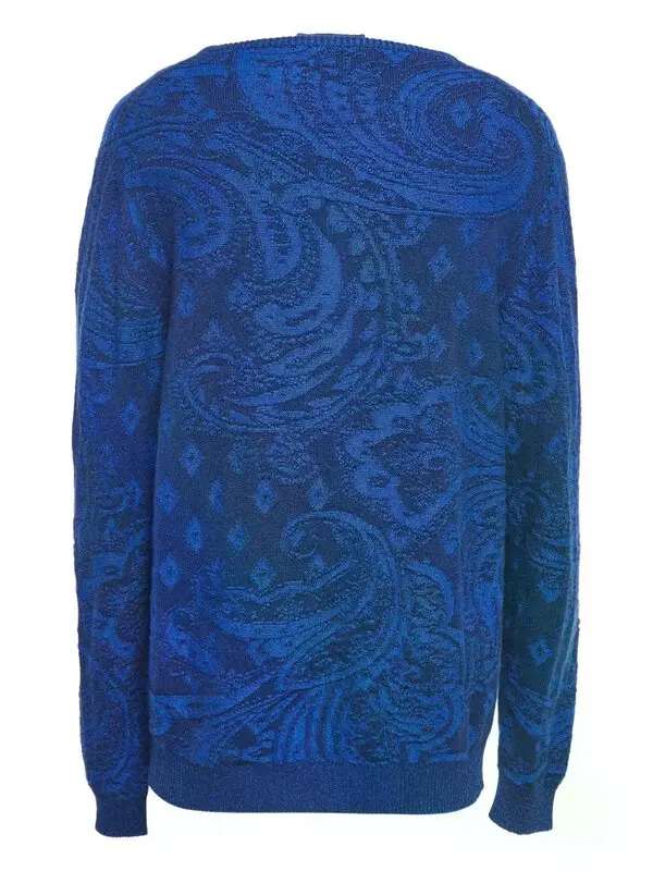 Etro Paisley-jacquard Wool Sweater - Blue