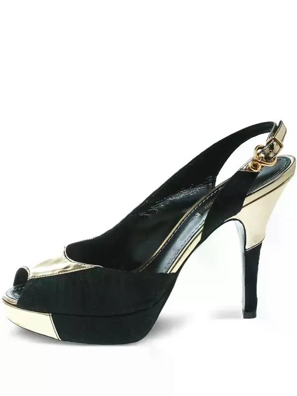LOUIS VUITTON Satin Slingback Platform Sandals
