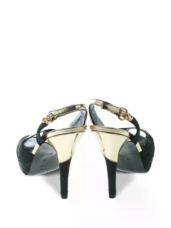 LOUIS VUITTON Satin Slingback Platform Sandals