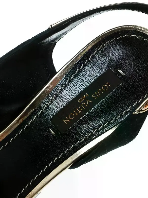 LOUIS VUITTON Satin Slingback Platform Sandals