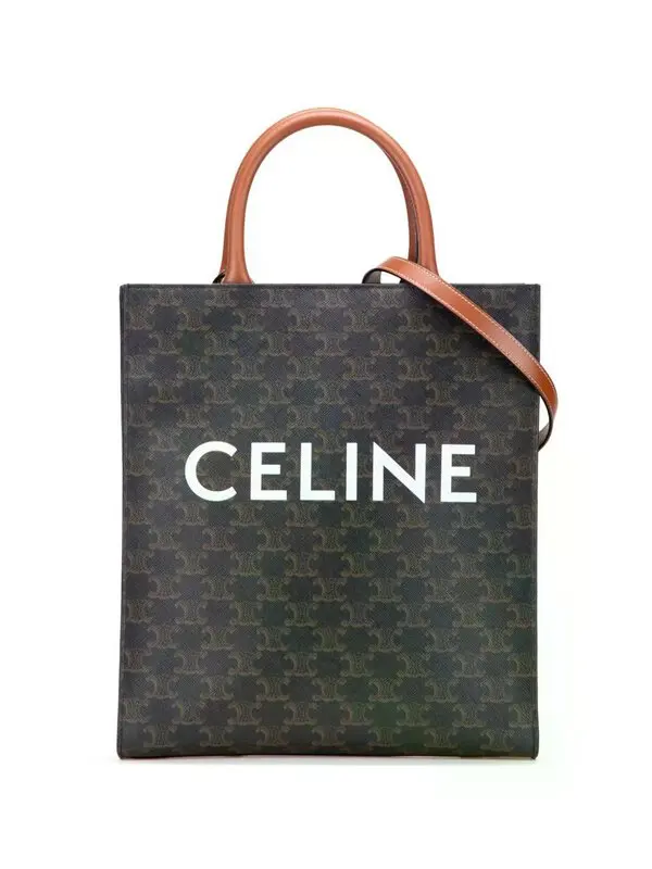Celine Small Triomphe Coated Canvas Vertical Cabas Tote Satchel - Brown