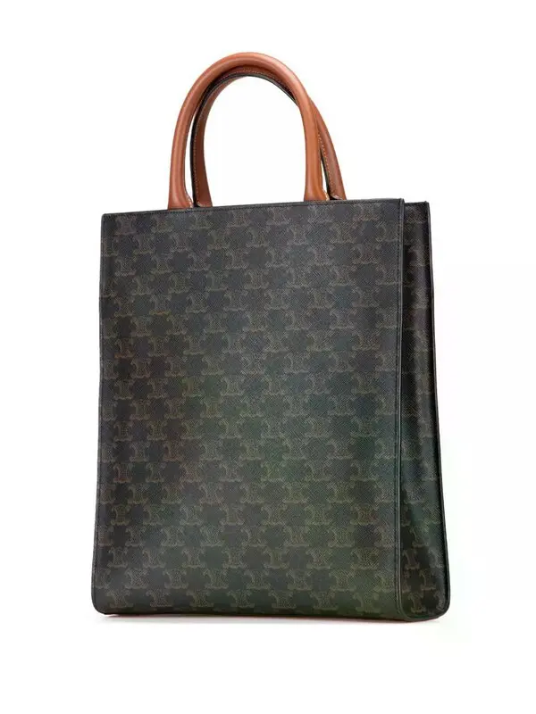 Celine Small Triomphe Coated Canvas Vertical Cabas Tote Satchel - Brown