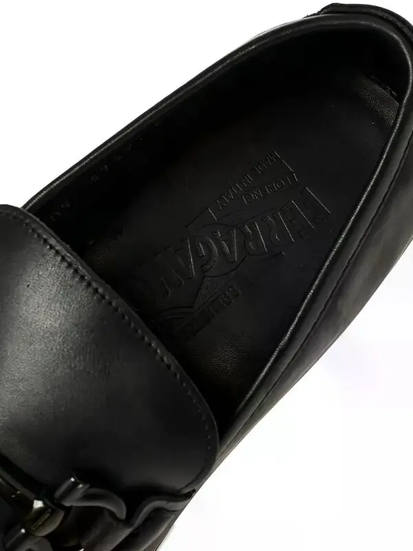 FERRAGAMO Calf Leather Gancini Detail Loafers