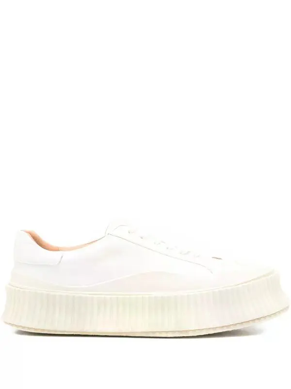 JIL SANDER Leather Flatform Sneakers - Neutrals