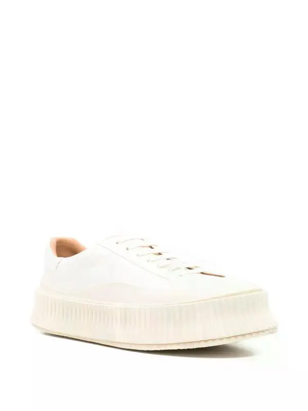 JIL SANDER Leather Flatform Sneakers - Neutrals