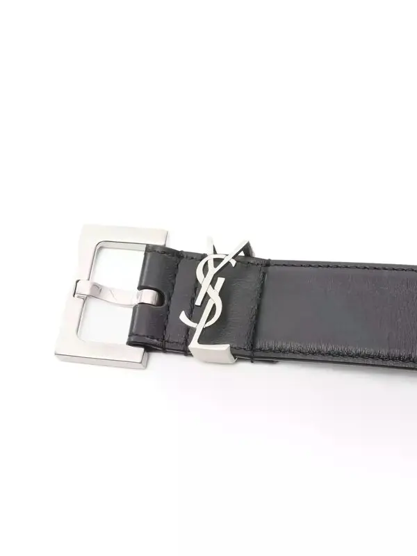 Saint Laurent Cassandre Logo Buckle Belt - Black