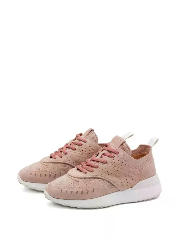 TOD'S Suede Perforated Lace Up Sneakers - Pink