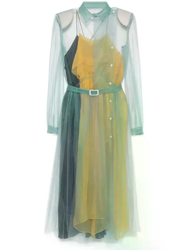 MAISON MARGIELA Sheer Layered Midi Dress - Blue