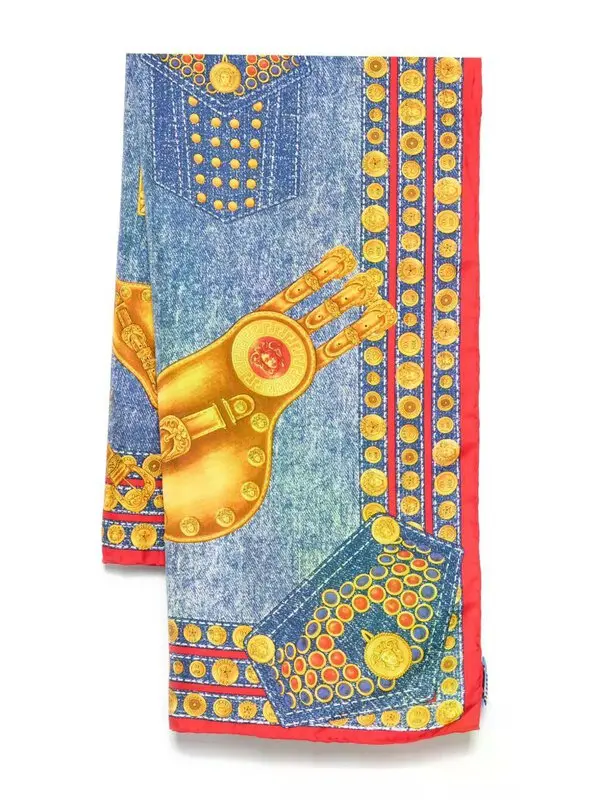 Versace 2010s Silk Scarf - Red