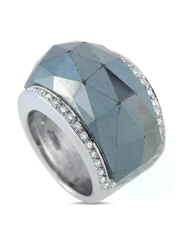 Stephen Webster 18k White Gold, Hematite, And Diamond Ring - Silver