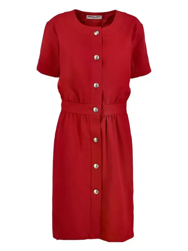 Saint Laurent Short-sleeve Button-front Midi Dress